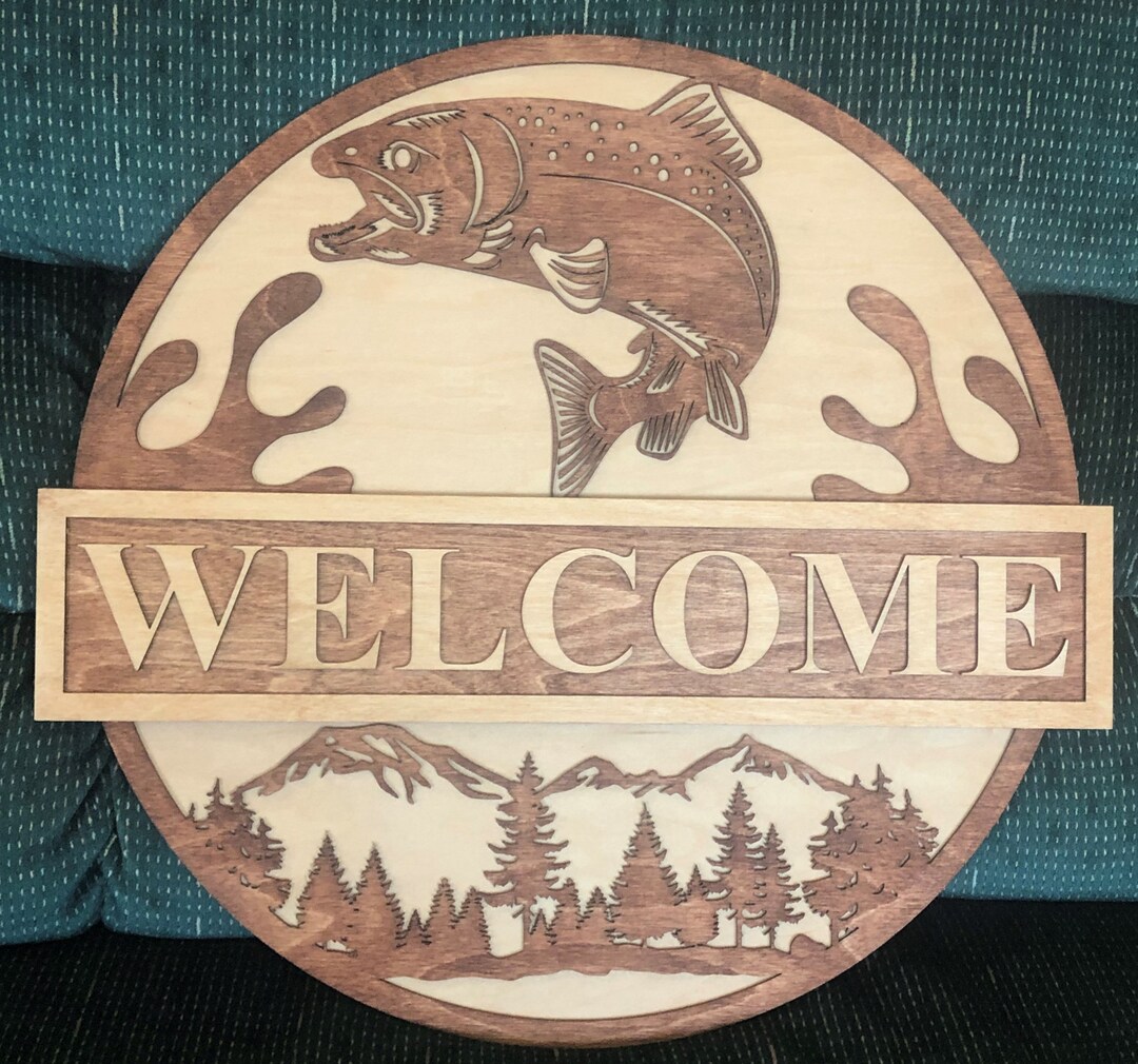 Laser Cut File Large 18-inch Salmon Sign for Glowforge and Small Lasers ...