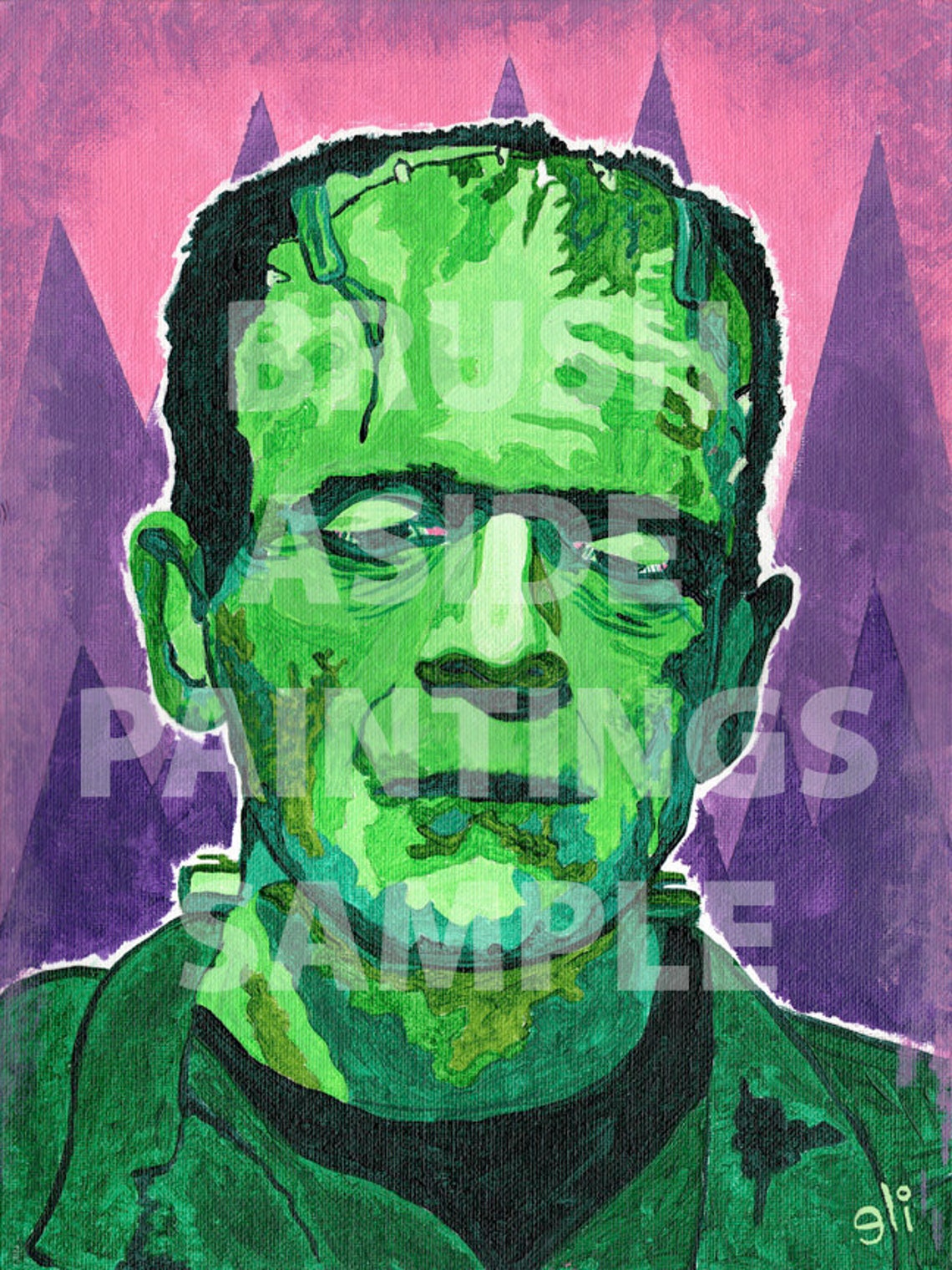 Frankenstein 9 X 12 Acrylic Painting Digital Print - Etsy