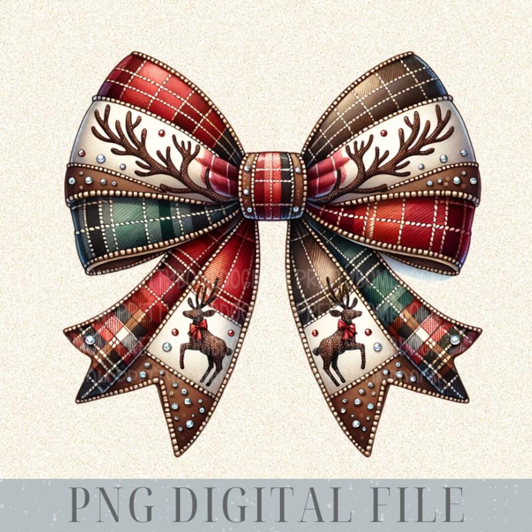 Christmas Coquette Png Cute Holiday Reindeer Bow Clipart Sublimation ...
