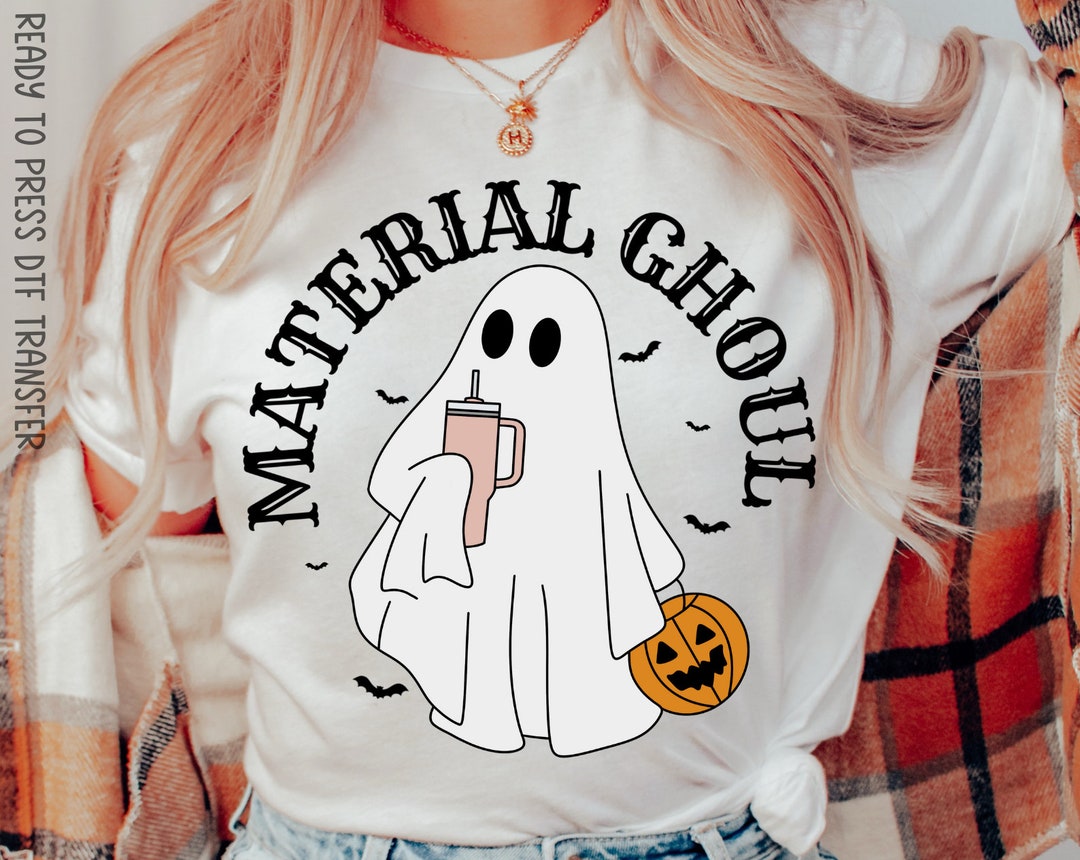 Material Ghoul Halloween Dtf Transfers Ready for Press Spooky Babe Dtf Transfers Heat Transfer ...