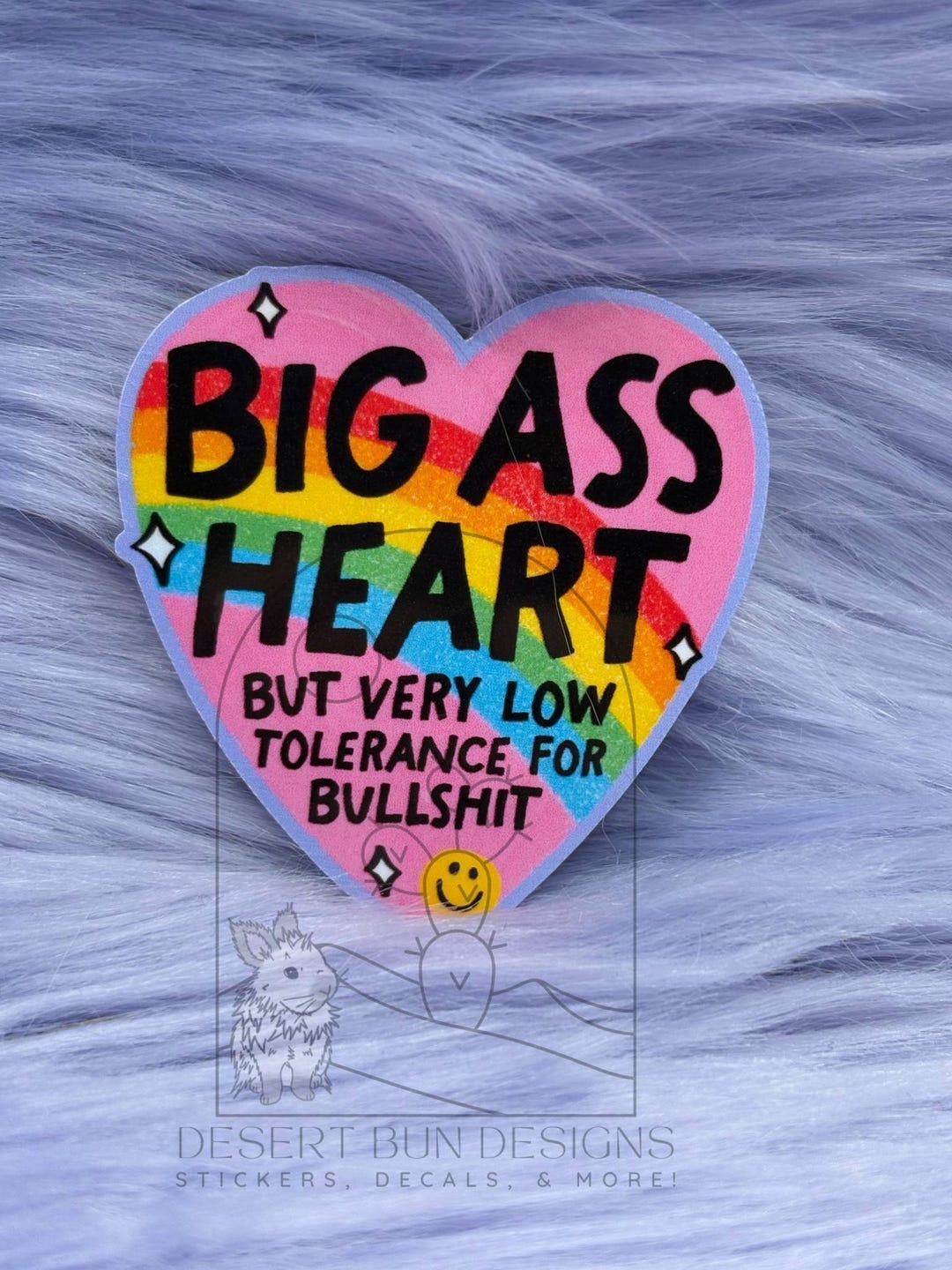 Big Ass Heart, Low Tolerance for Bs Sticker, Funny Sticker, Laptop ...