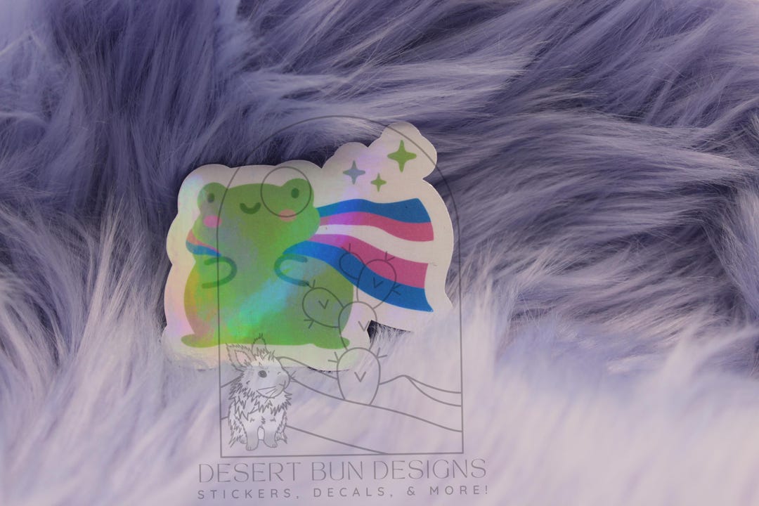 Transgender Pride Sticker, Rainbow, Trans Pride, Holographic, Frog ...