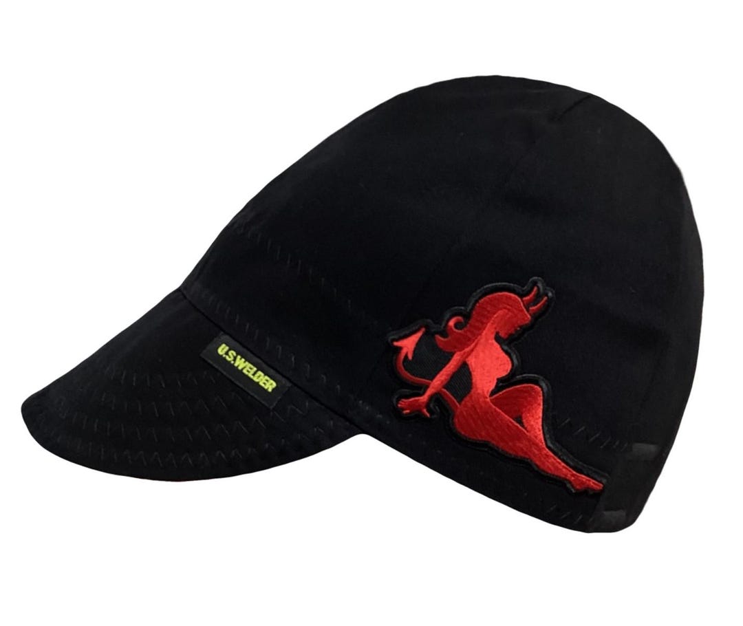 Red Devil Girl US Welder Welding Cap/hat Black Reversible by Comeaux ...