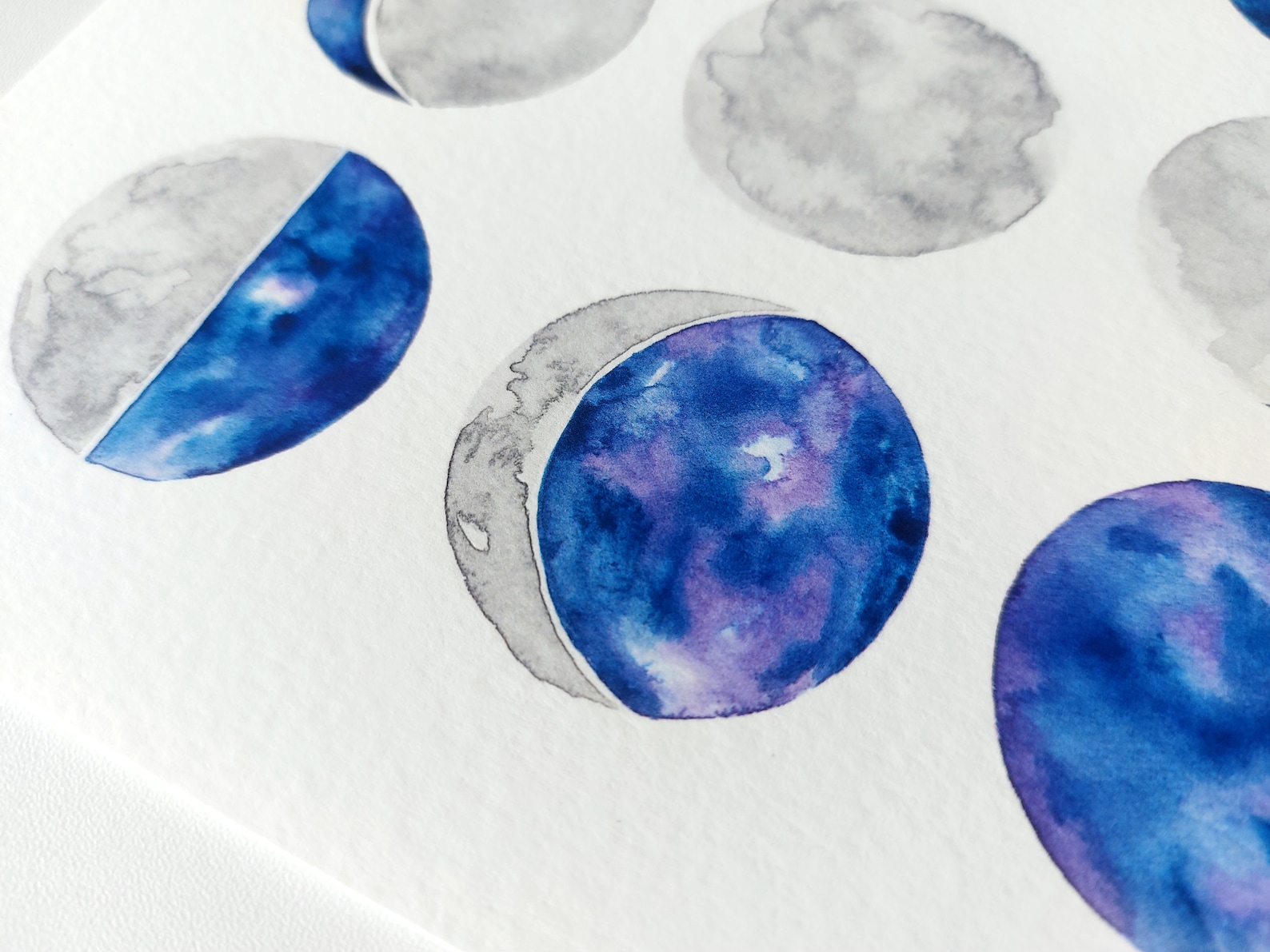 Watercolour Lunar Moon Phase Cycle Art Print Art Print 8 X 8 Unframed ...