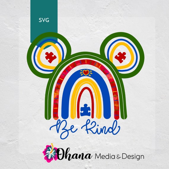 Commercial Use Autism Rainbow Mouse SVG Design With 7 Phrases | Etsy