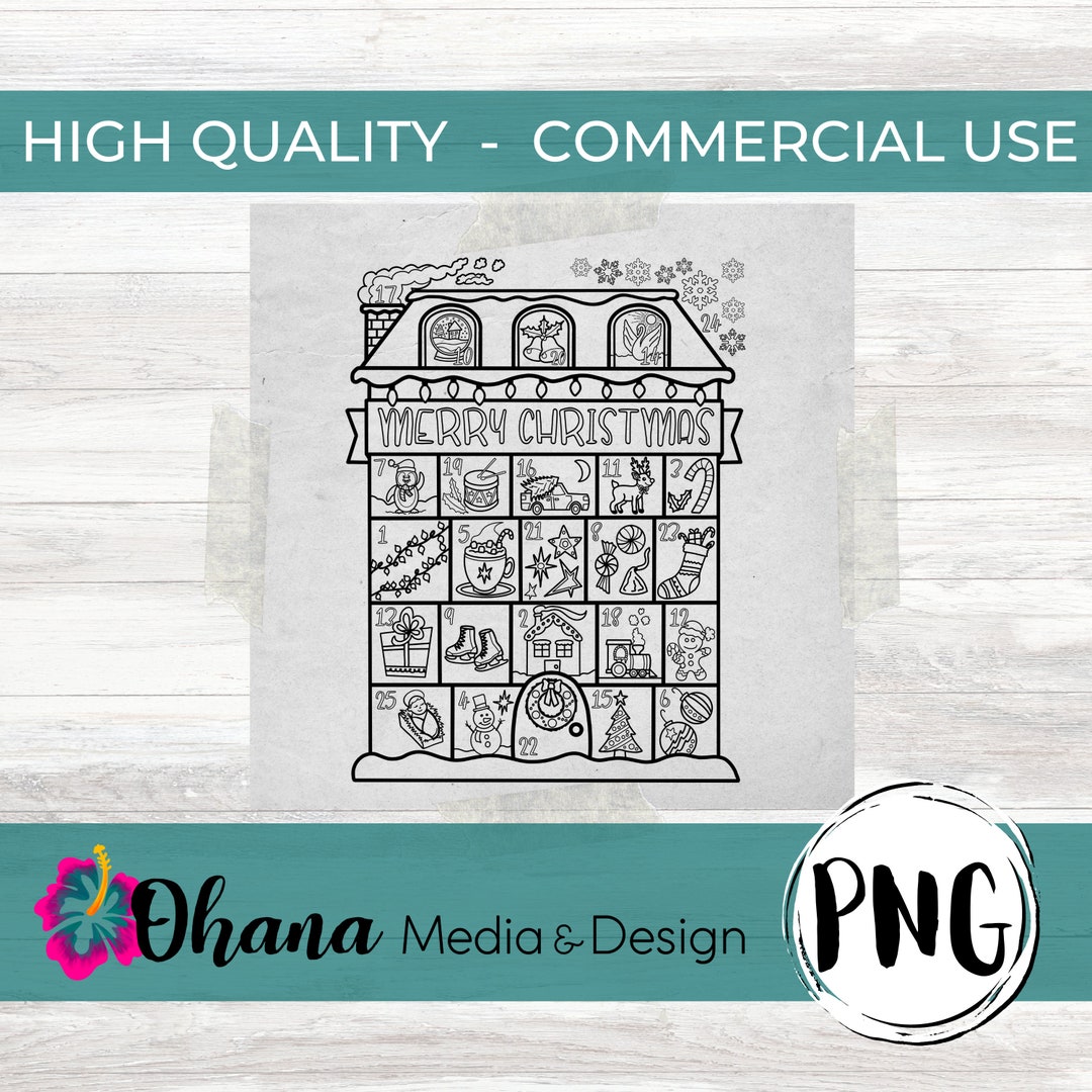 Christmas Advent Calendar Printable 8.5x11 Coloring Page | Advent House ...