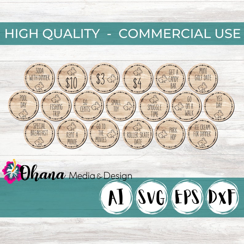 Redeemable Easter Token SVG 65 Easter Egg Tokens Easter Coin SVG Kids ...