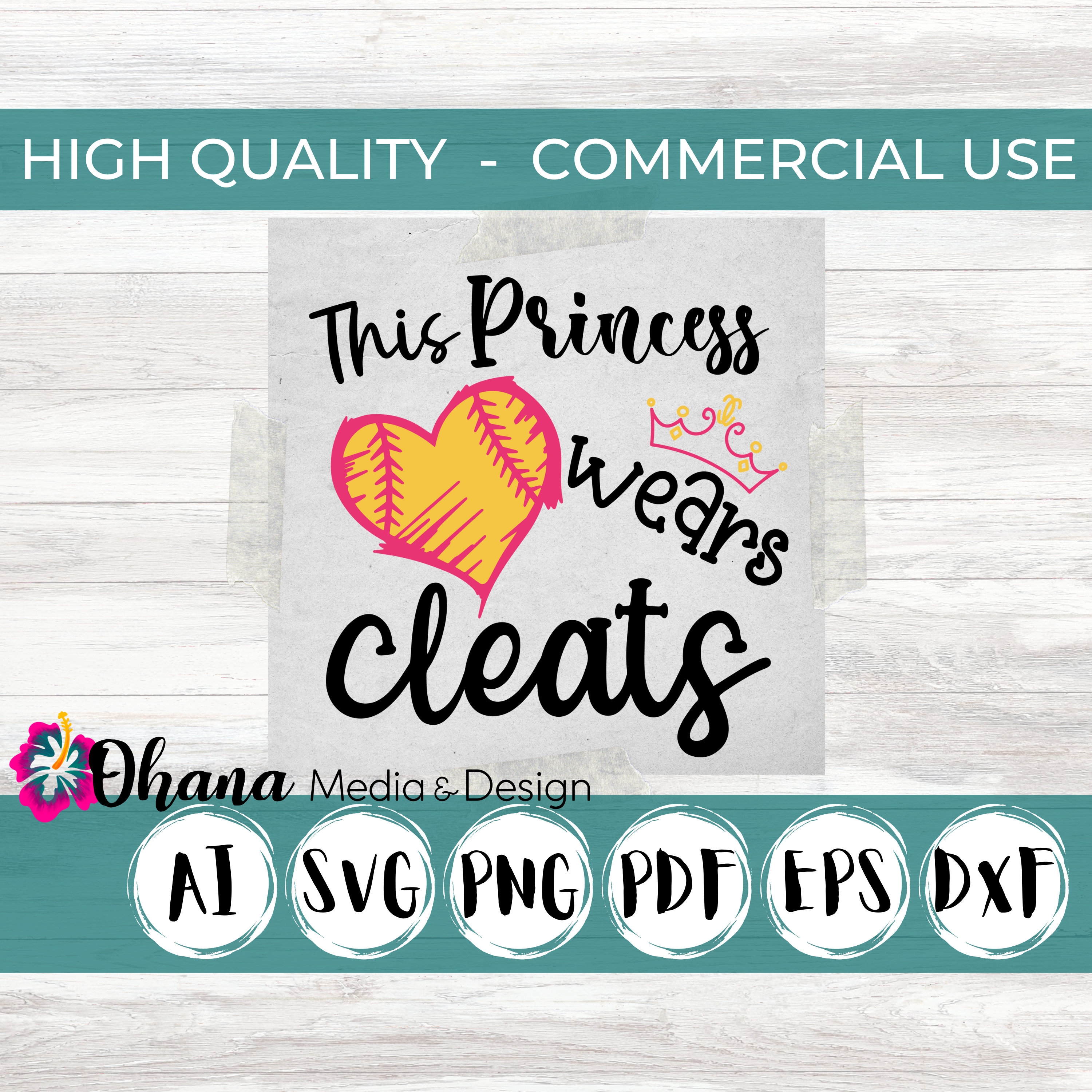 This Princess Wears Cleats Girls Sports Baseball and Softball Design ...