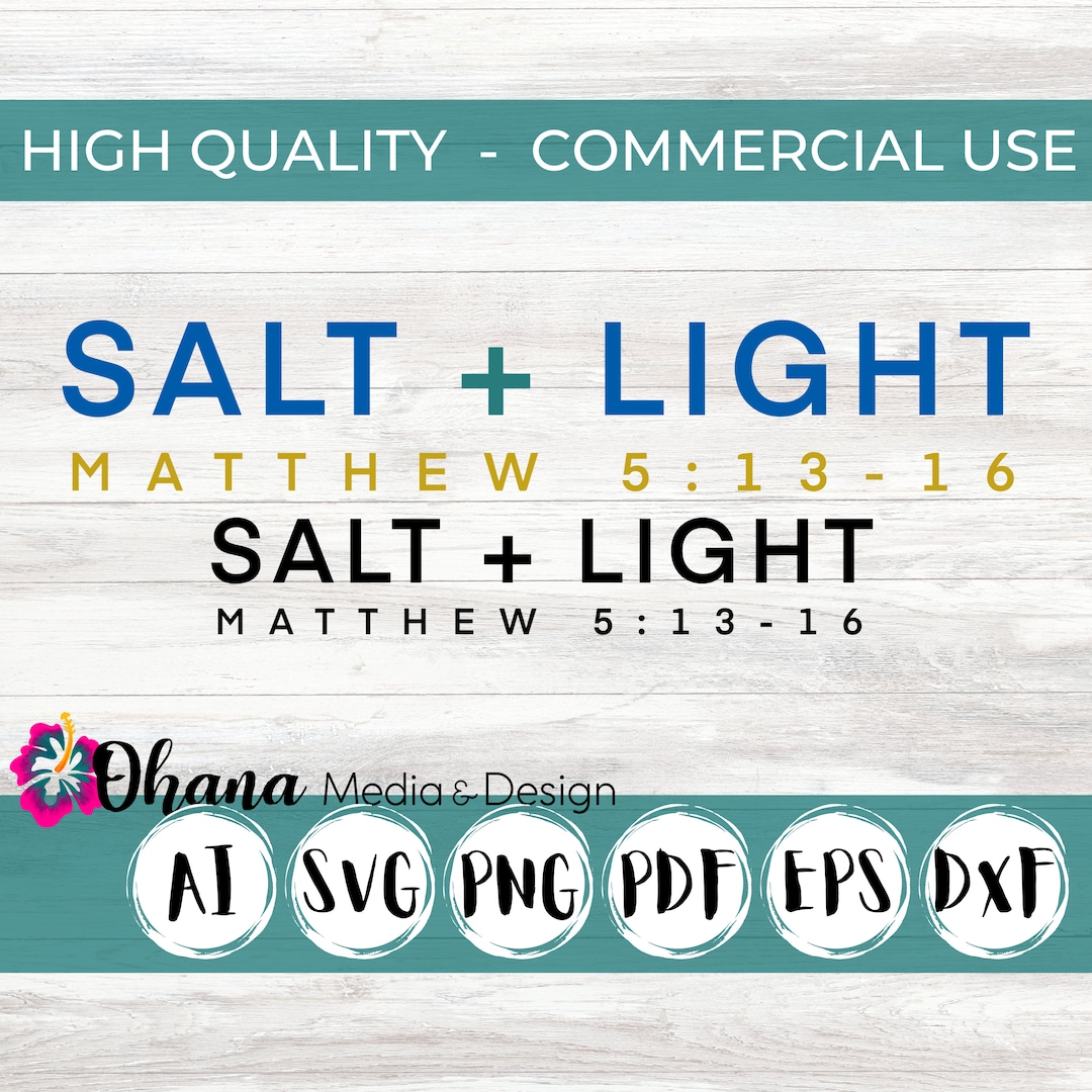 Salt + Light Religious Christian Design | Bible Verse Matthew 5:13-16 ...