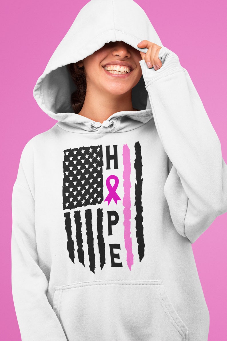 Breast Cancer Ribbon With American Flag Cancer Awareness - Etsy