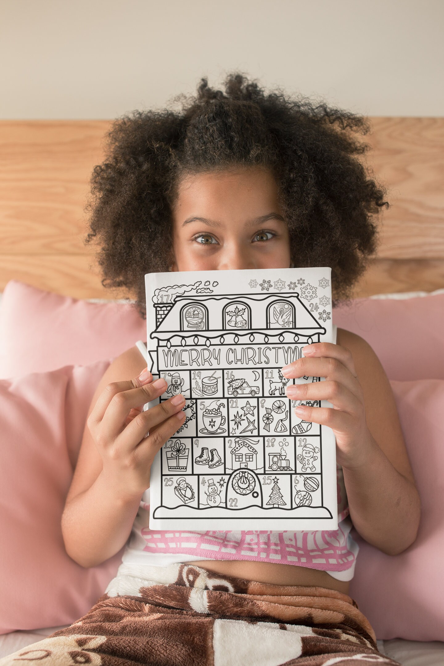 Christmas Advent Calendar Printable 8.5x11 Coloring Page Advent House ...