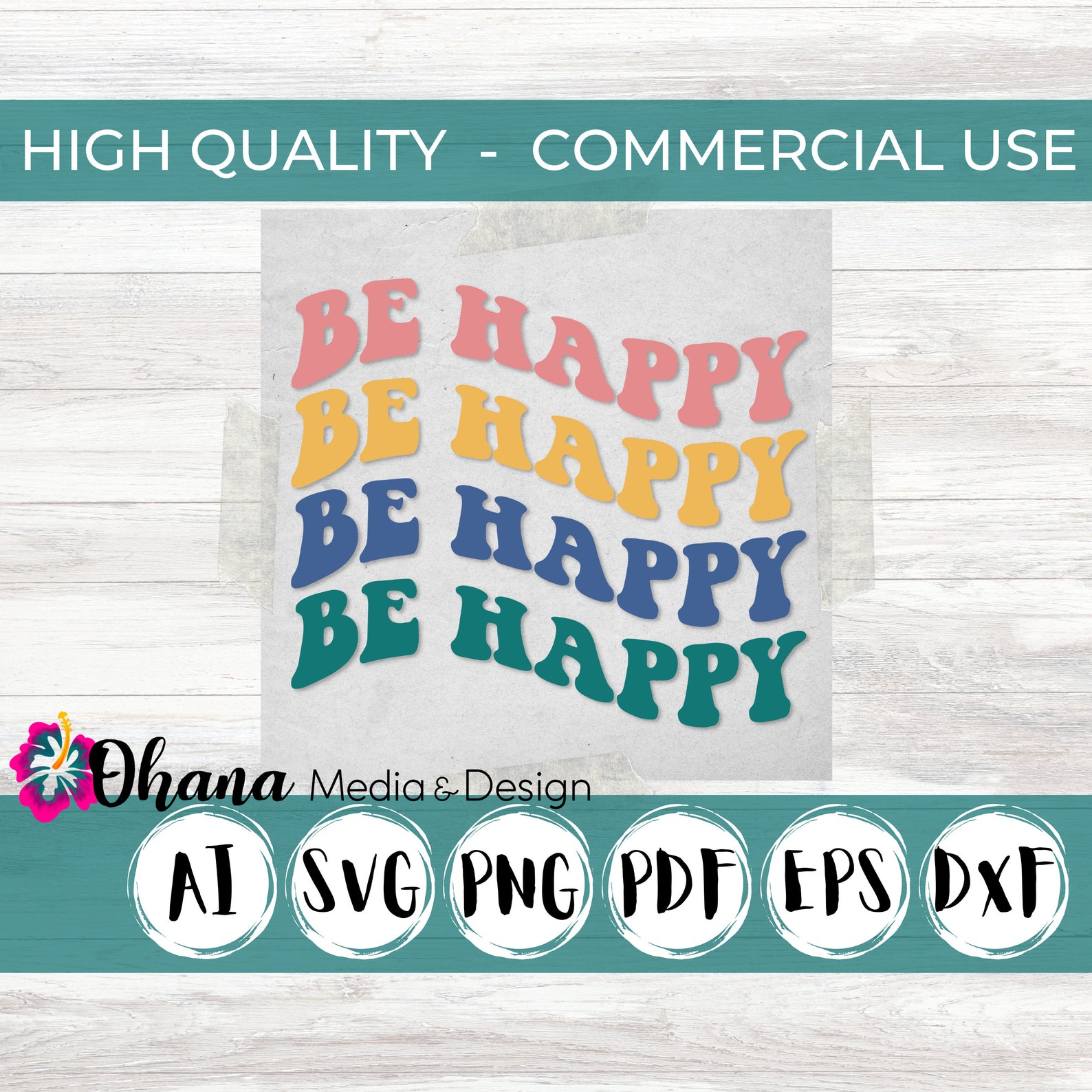 Be Happy SVG Retro Wavy Text SVG Happiness Saying Groovy - Etsy