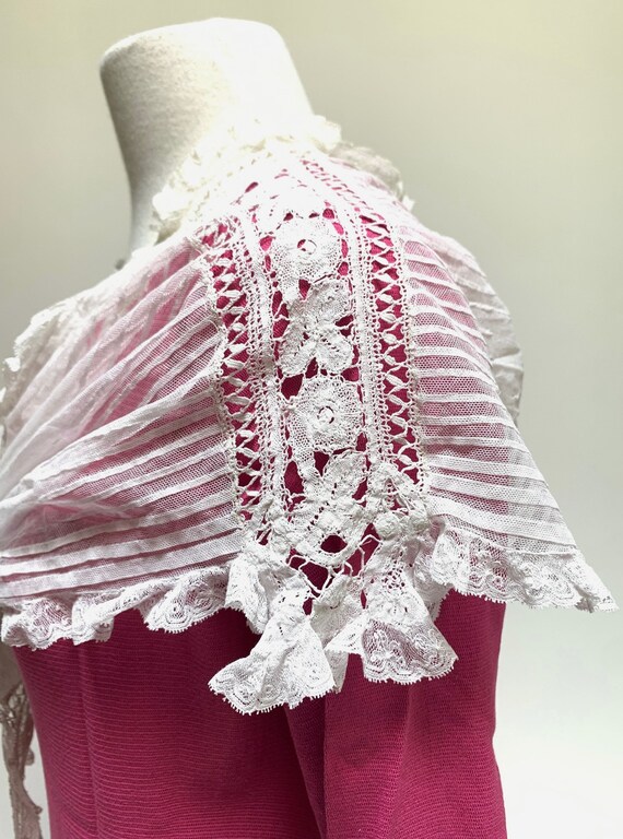 Antique Handmade Lace and Net Cream-White Fichu, Neck… - Gem