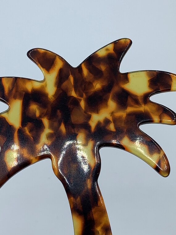 Cool Vintage Faux Tortoise Shell Palm Tree Pin, Brooch - Gem