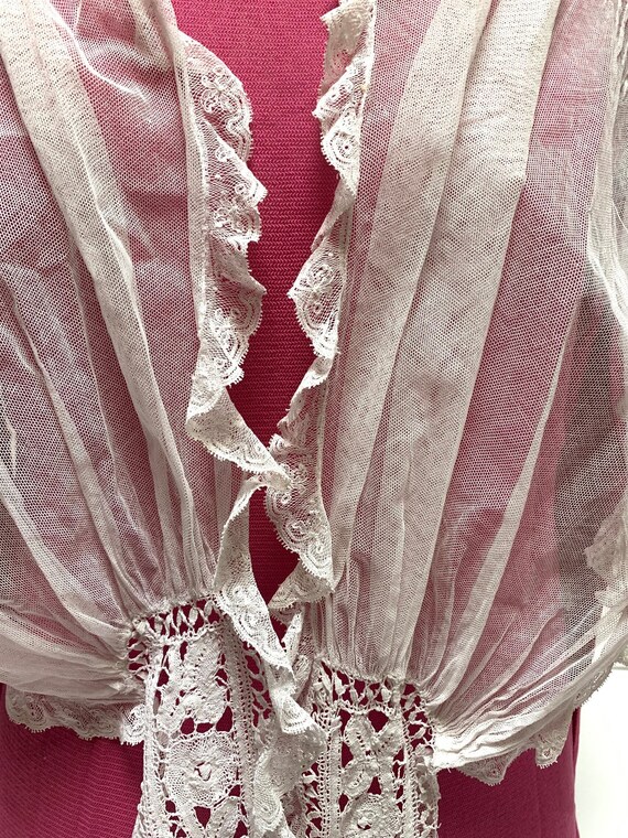 Antique Handmade Lace and Net Cream-White Fichu, Neck… - Gem