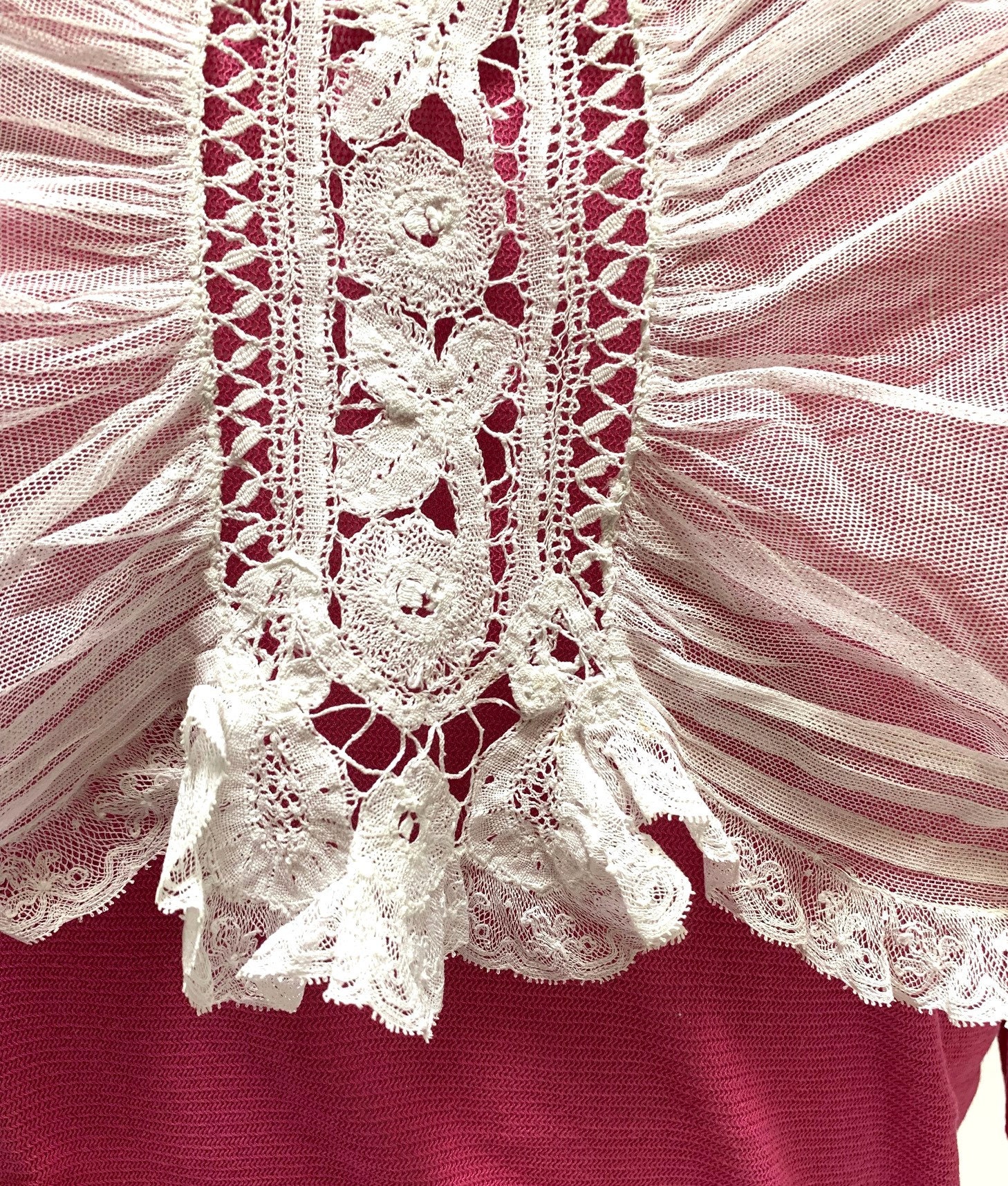 Antique Handmade Lace and Net Cream-white Fichu, Neck Kerchief ...