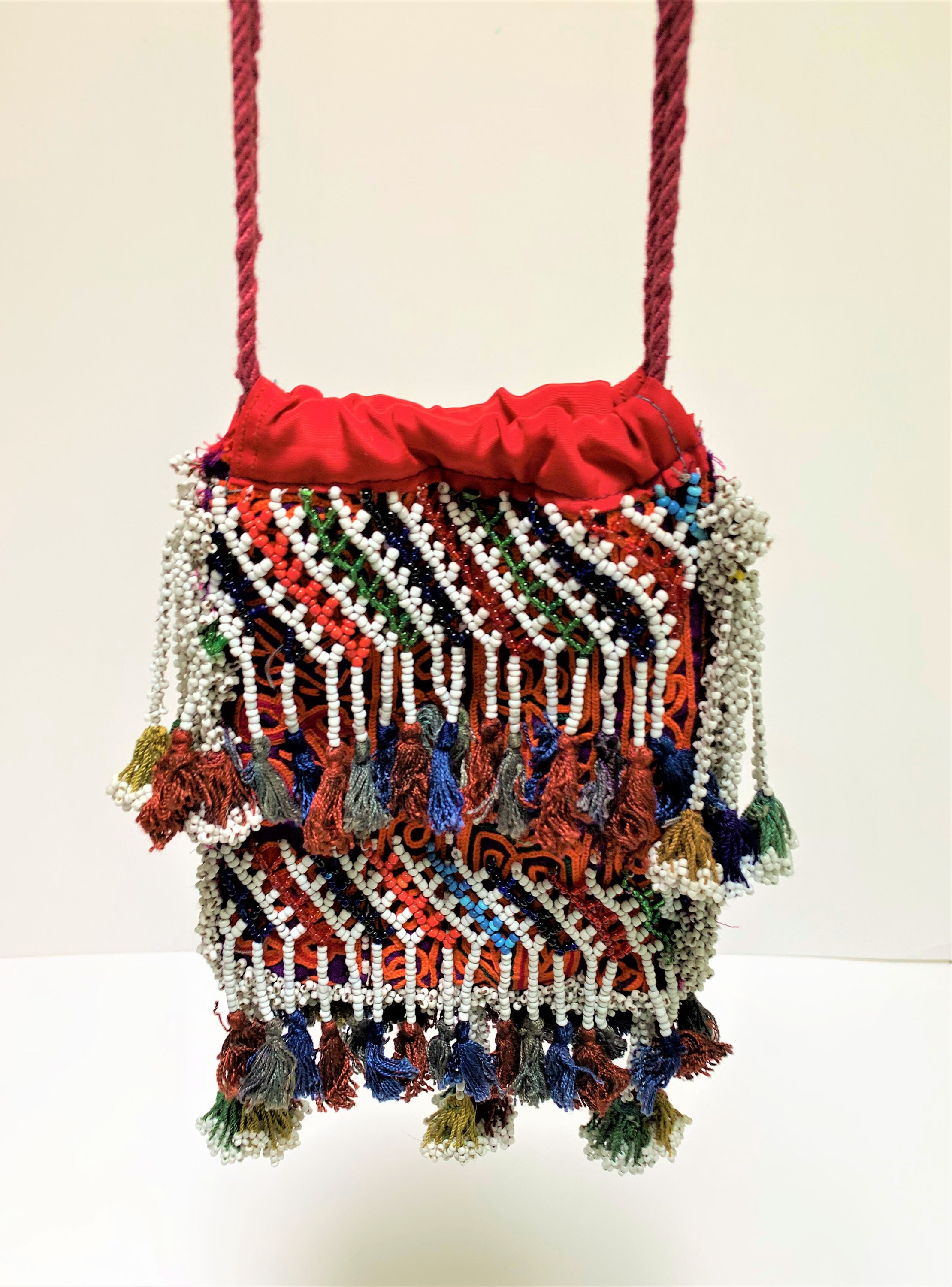 Vintage Afghan Kuchi Netted Beadwork Pashtun Embroidered Drawstring ...