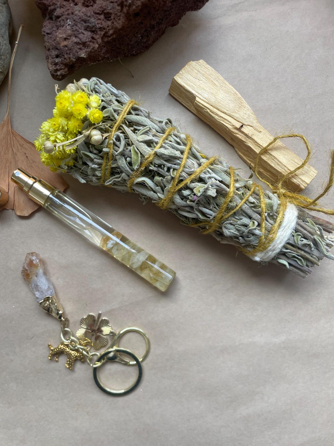 Abundance Ritual Kit – Citrine Crystal, Yellow Sage, Palo Santo - Etsy