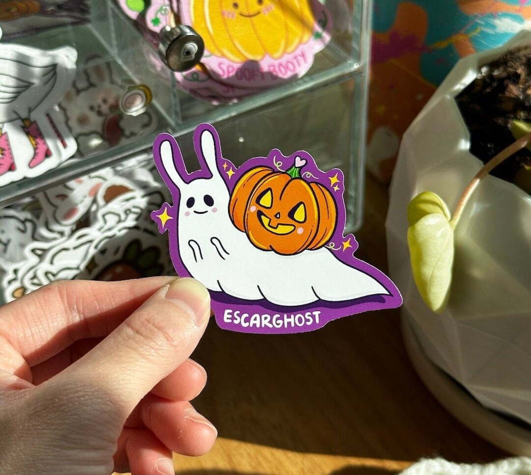 Escar-ghost Snail Waterproof Sticker, Halloween Pun Gift - Etsy