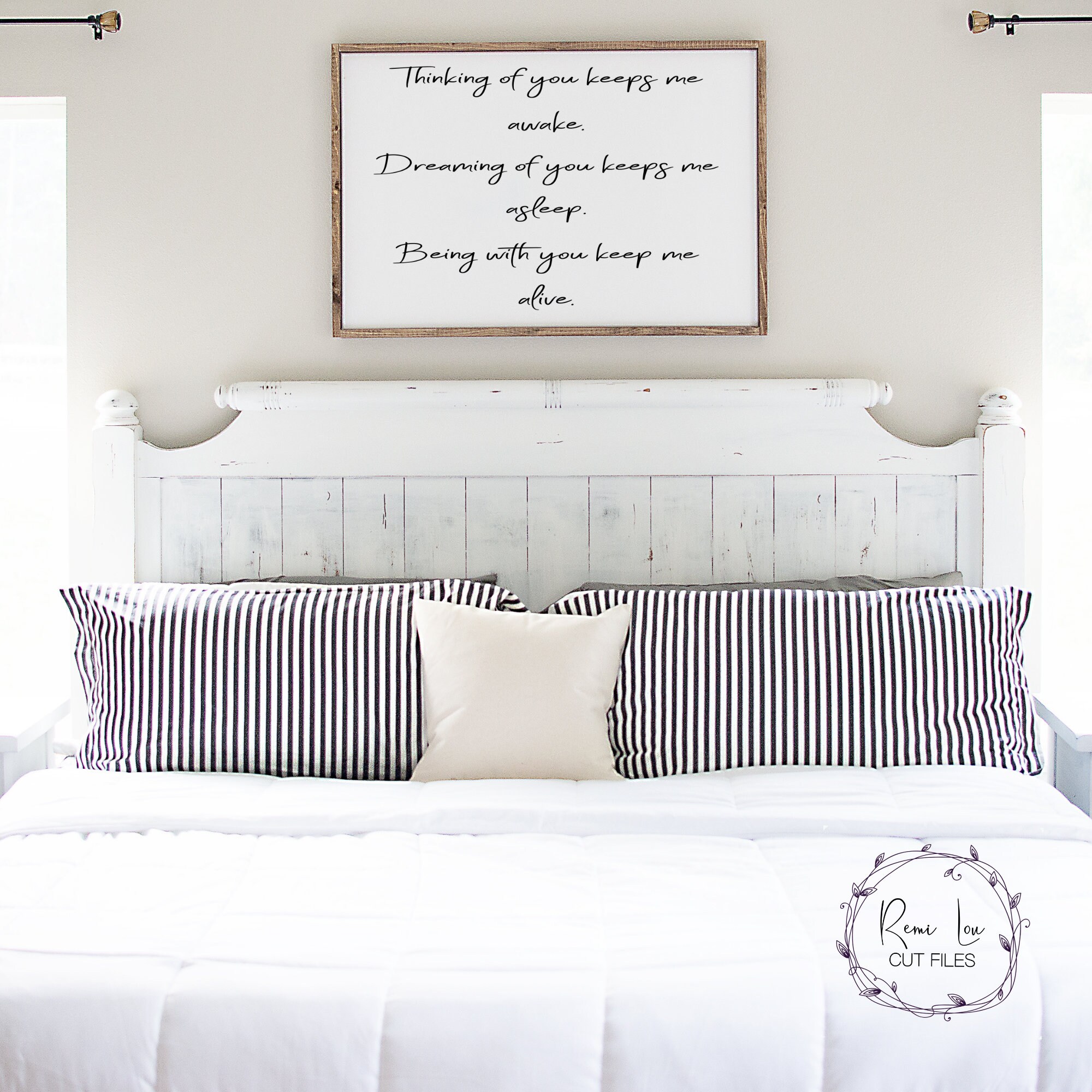 Thinking of You Keeps Me Awake Love SVG Sign for Above Bed | Etsy