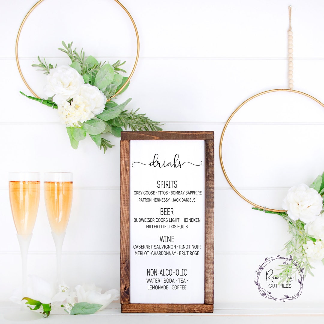 Bar Menu SVG Files, Drink Menu Wedding SVG, Signature Drink Sign ...