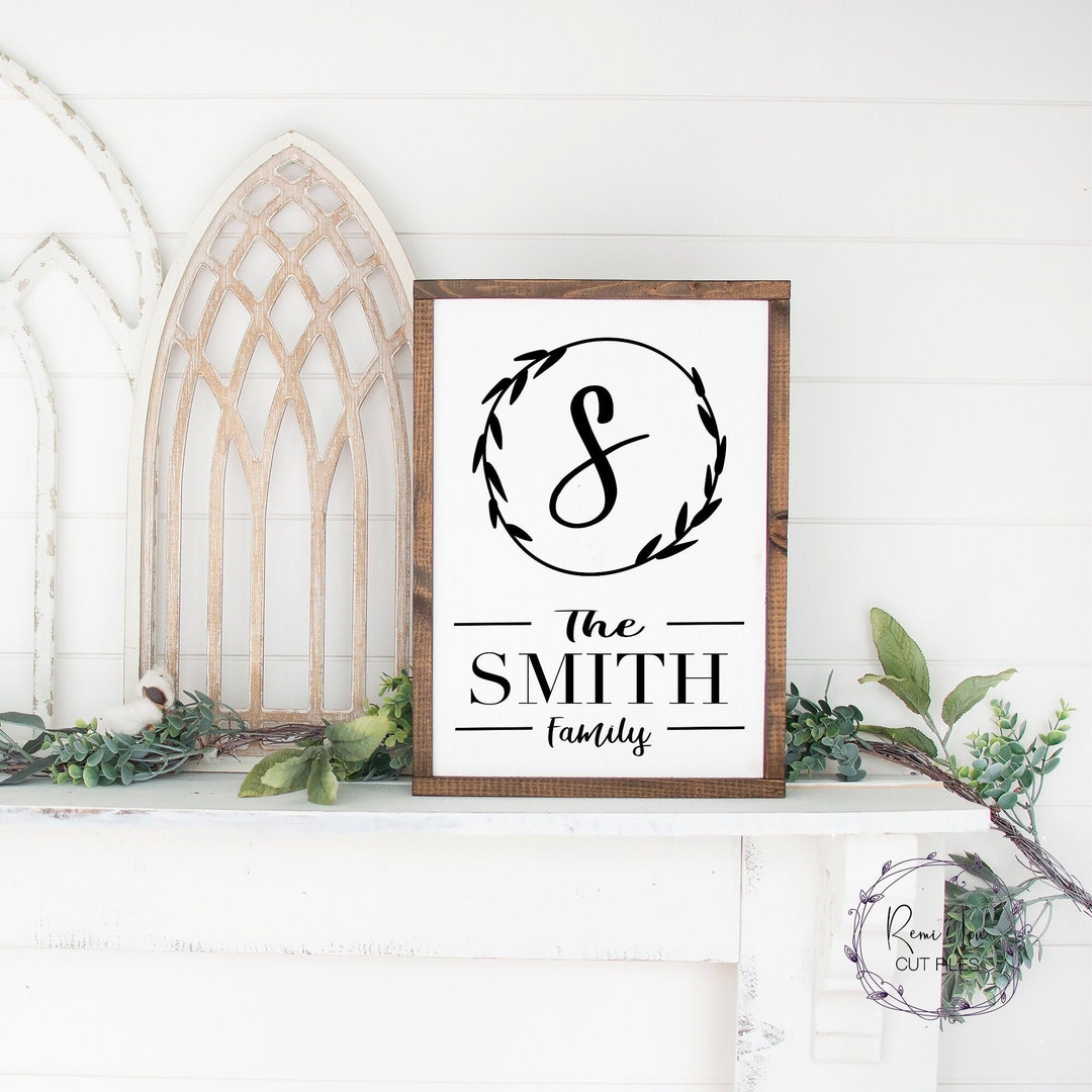 Last Name Sign SVG File, Wreath SVG, Monogram SVG, Family Svg ...