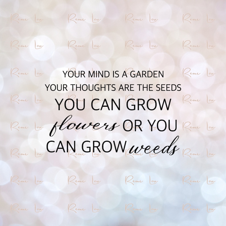 Your Mind is A Garden Inspirational SVG Floral Farmhouse Sign - Etsy Canada