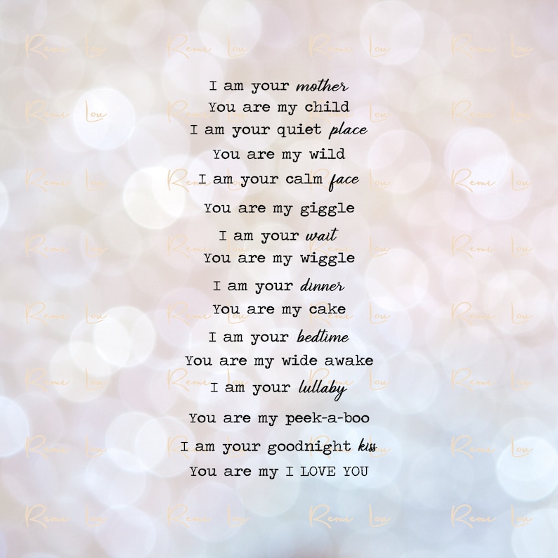 I Am Your Mother You Are My Child Mothers Day SVG Poem SVG | Etsy