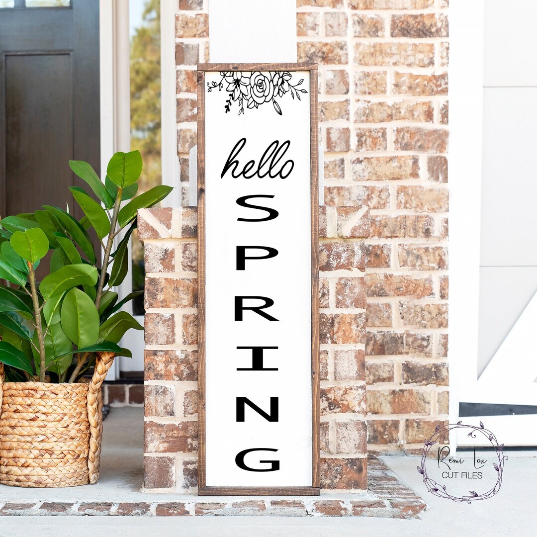 Hello Spring Porch Sign SVG, Floral Welcome Porch Sign, Farmhouse Sign ...