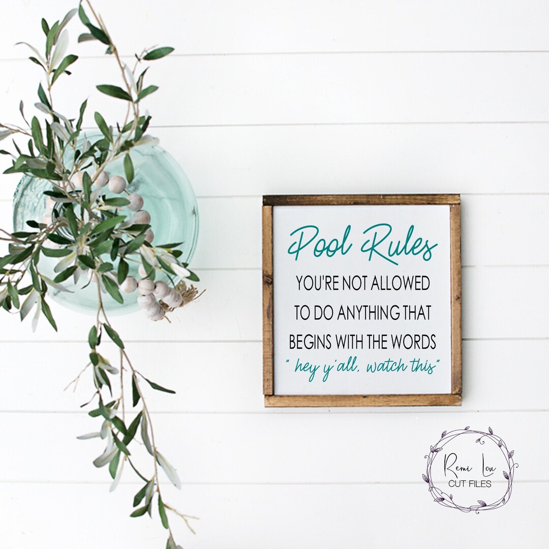Pool Rules Sign SVG, Porch Sign SVG, Summer SVG, Pool House Decor ...