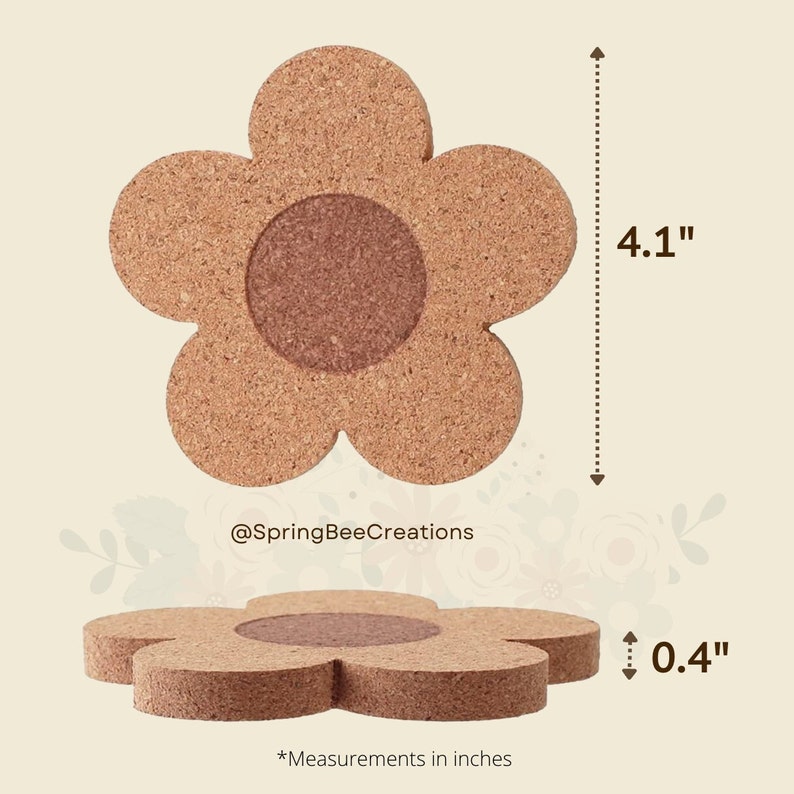 Flower Cork Coaster Daisy Flower Cork Coaster Retro Coaster Cork Flower Boho Can Glass Coaster ...