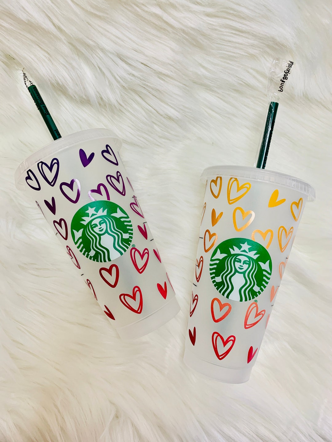Hearts Cup / BFF Gift / Reusable Cold Cup/ Sister Gift / Wrap Design by ...