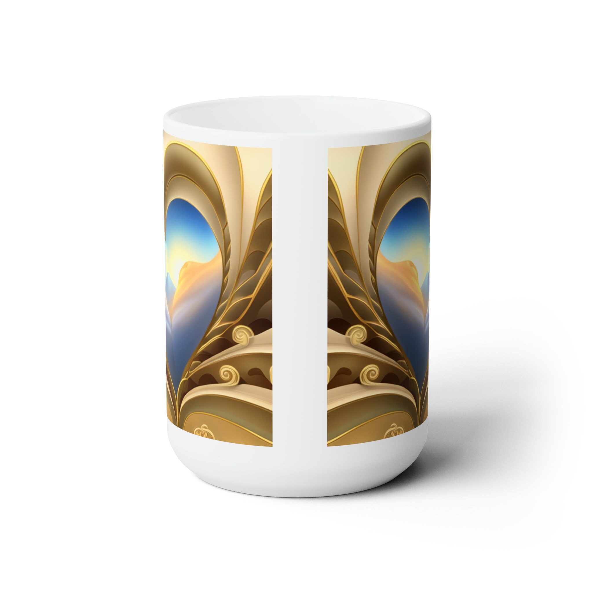 Heart Aesthetic Design Mug, Swirling Heart Mug Gold , Unique Coffee ...