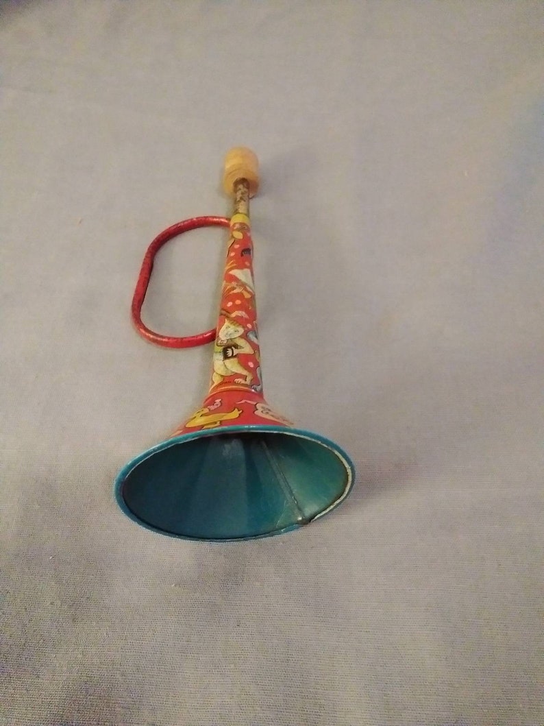Vintage Tin Toy Horn | Etsy