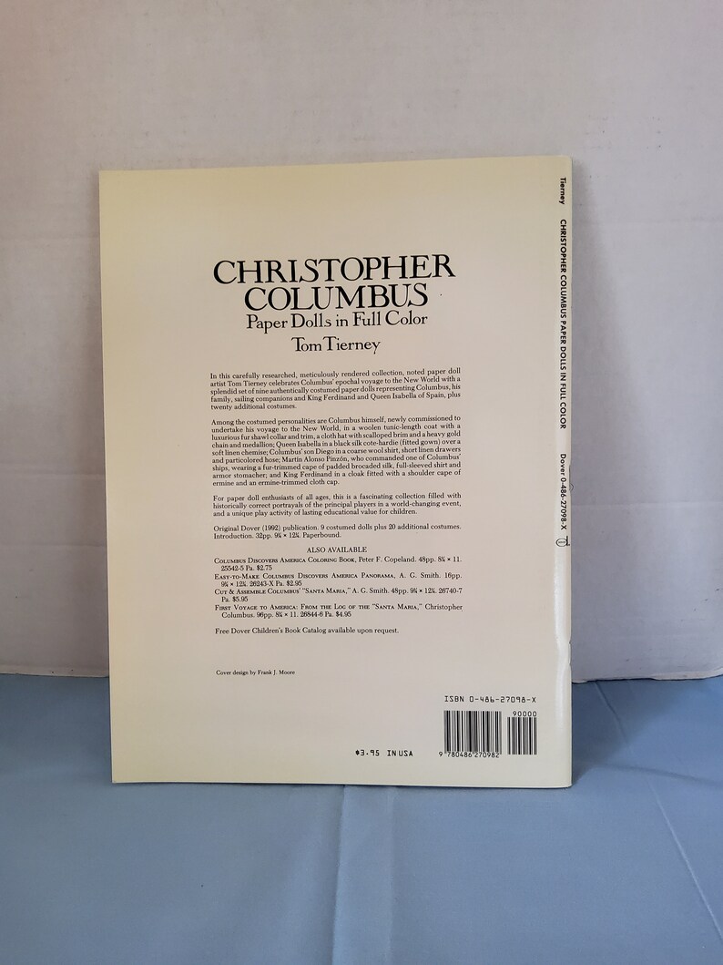 1991 Christopher Columbus Paper Dolls in Full Color - Etsy