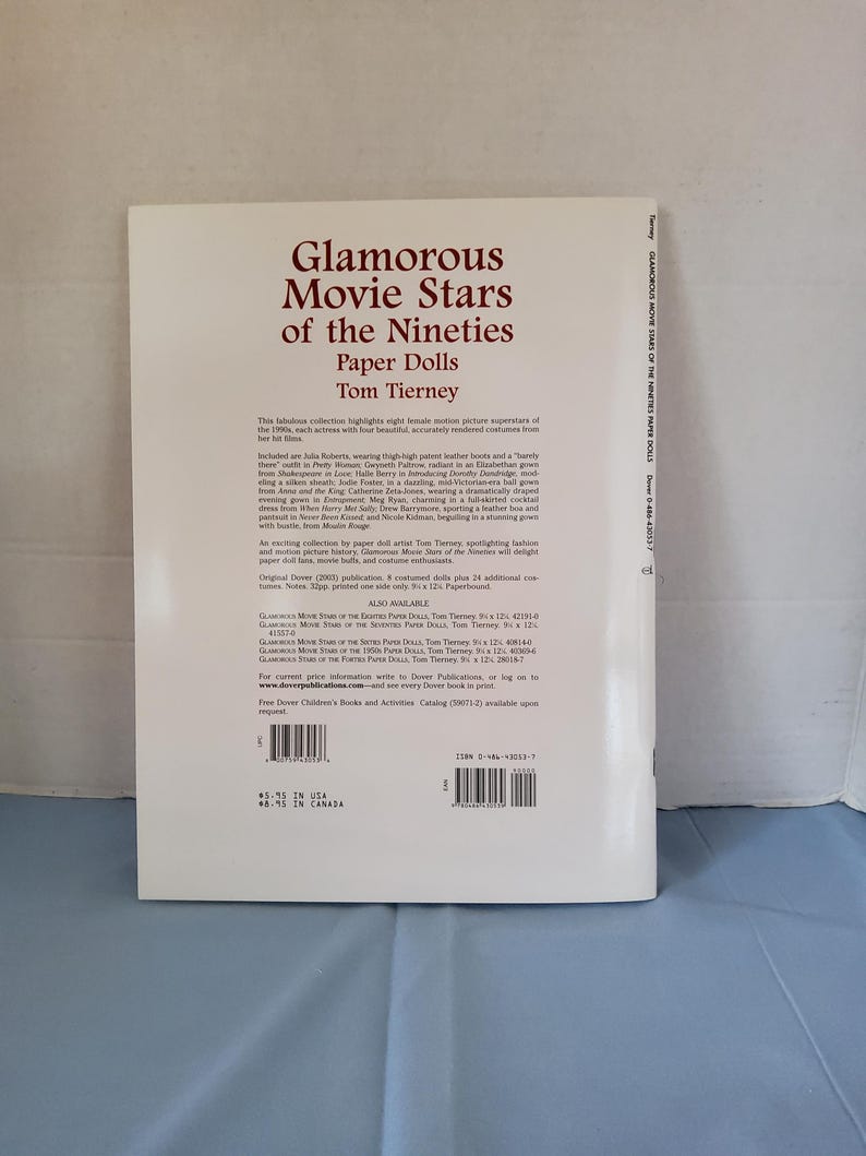 2003 Glamorous Movie Stars of the Nineties Paper Dolls - Etsy