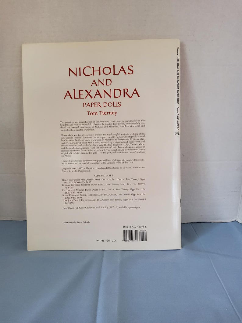 1998 Nicholas and Alexandra Paper Dolls - Etsy