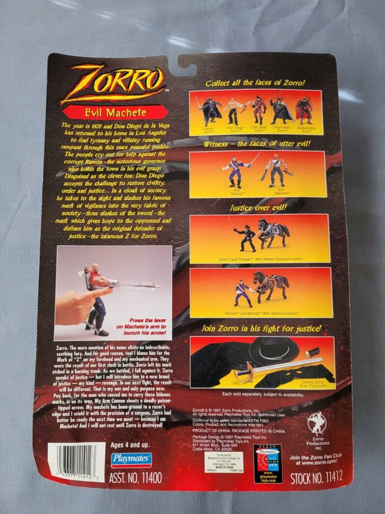 1997 Zorro Evil Machete Action Figure - Etsy