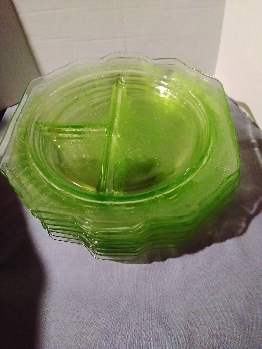 Depression Glass Green Plates