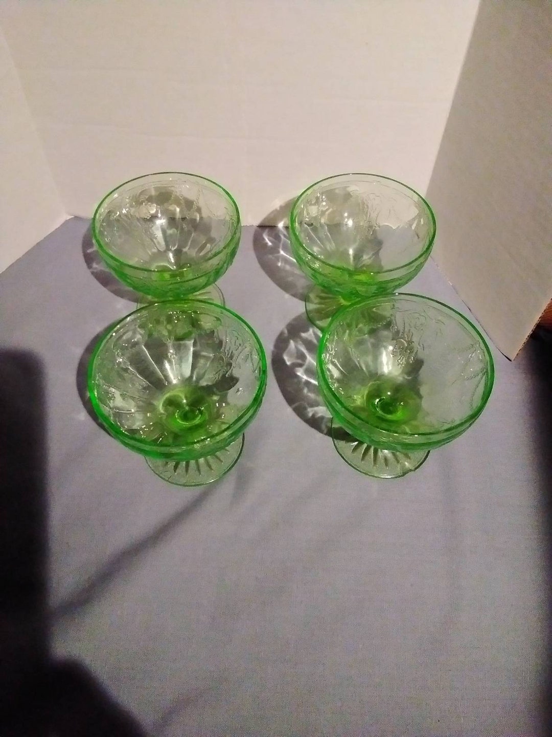 Green Depression Glass Sherbet Glasses - Etsy