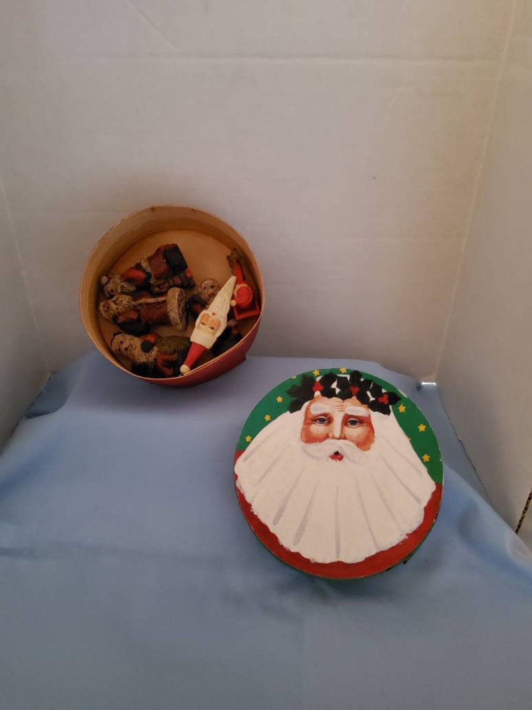 Vintage Handpainted Santa Container W/ Goodies - Etsy