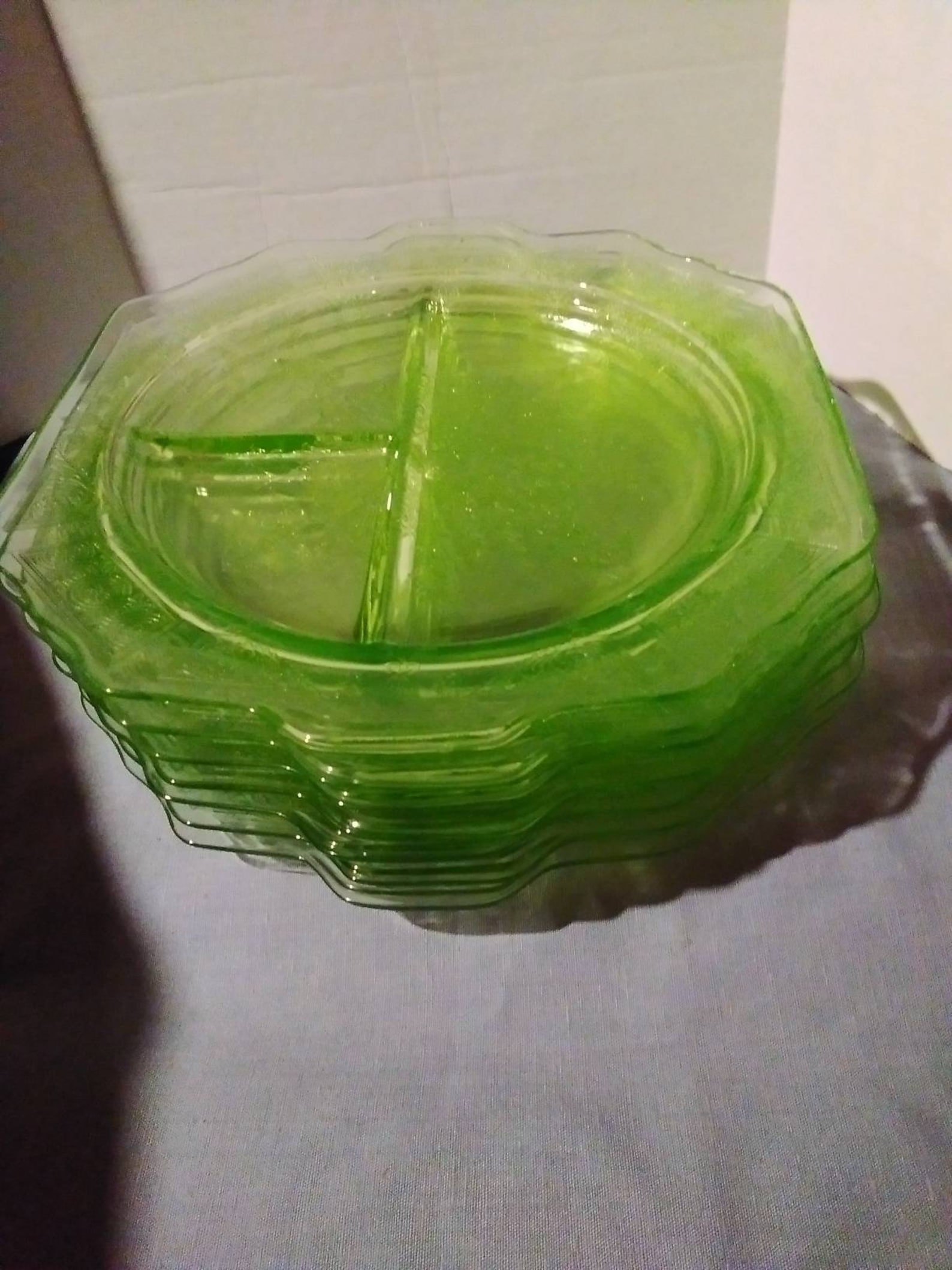 Green Depression Glass Divided Plates - Etsy