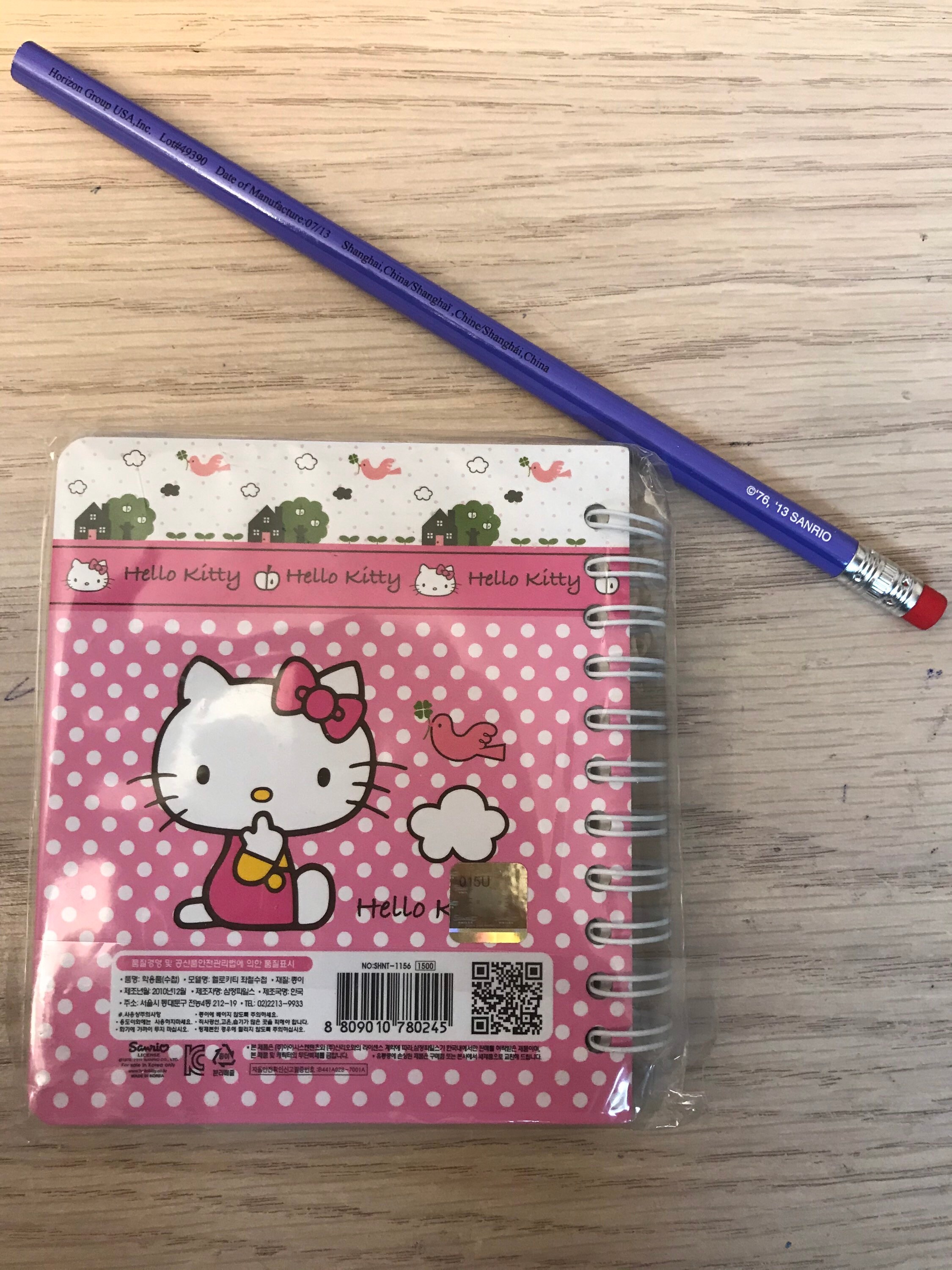 Vintage hello kitty mini notebook 2011 and purple pencil 2013. | Etsy