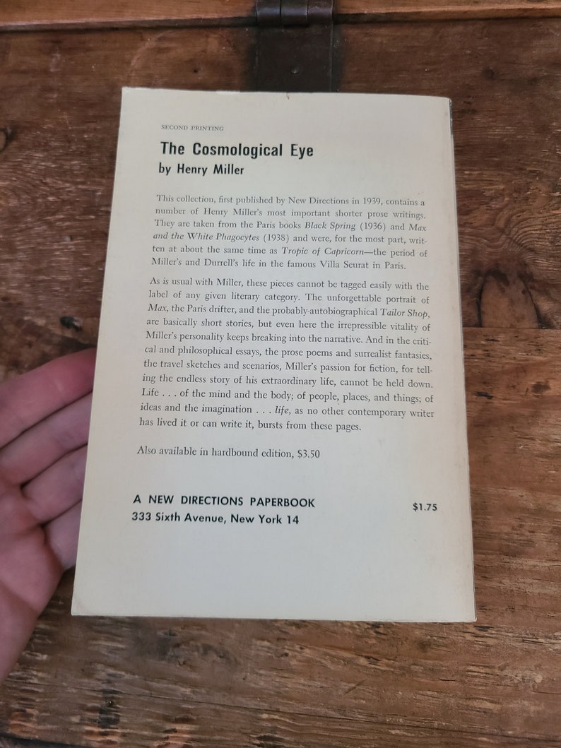 The Cosmological Eye. Henry Miller. New Directions. 1939. Second ...