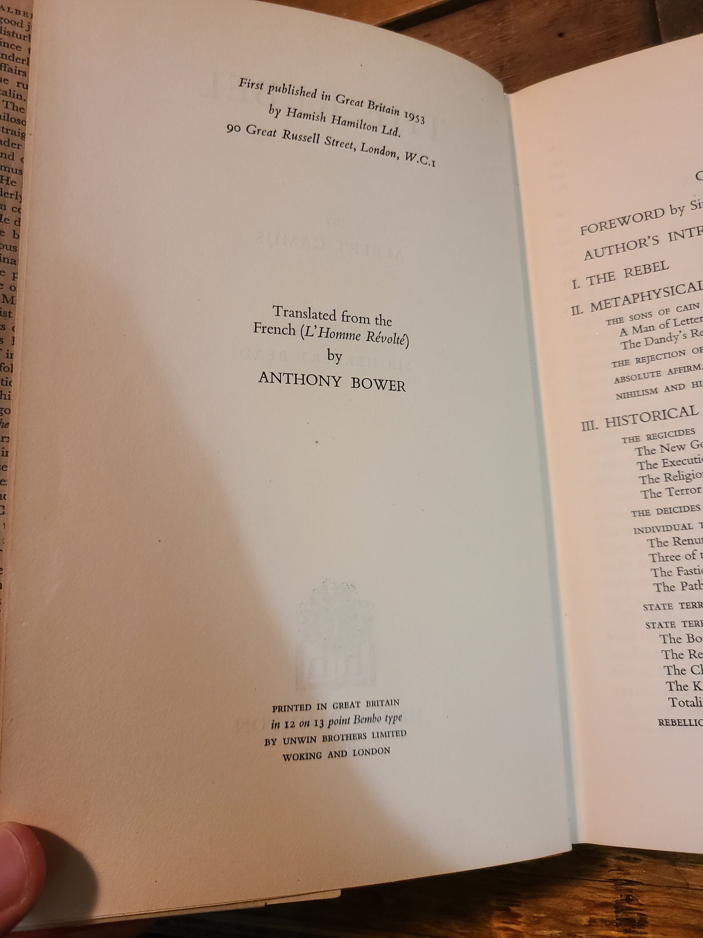 The Rebel. Albert Camus. Hamish Hamilton. First U.K. Edition. | Etsy