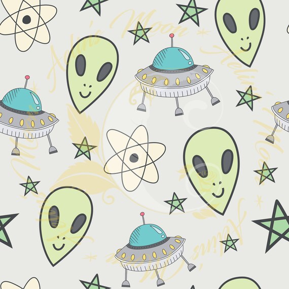 Gray UFO Alien Seamless File Digital Paper - Etsy