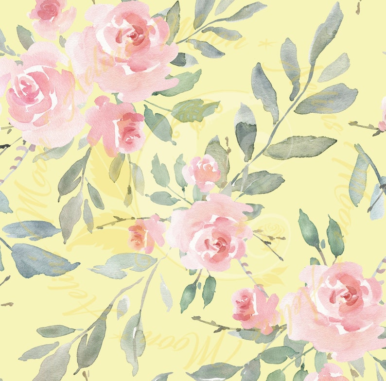 Pastel Yellow Floral Seamless File - Etsy