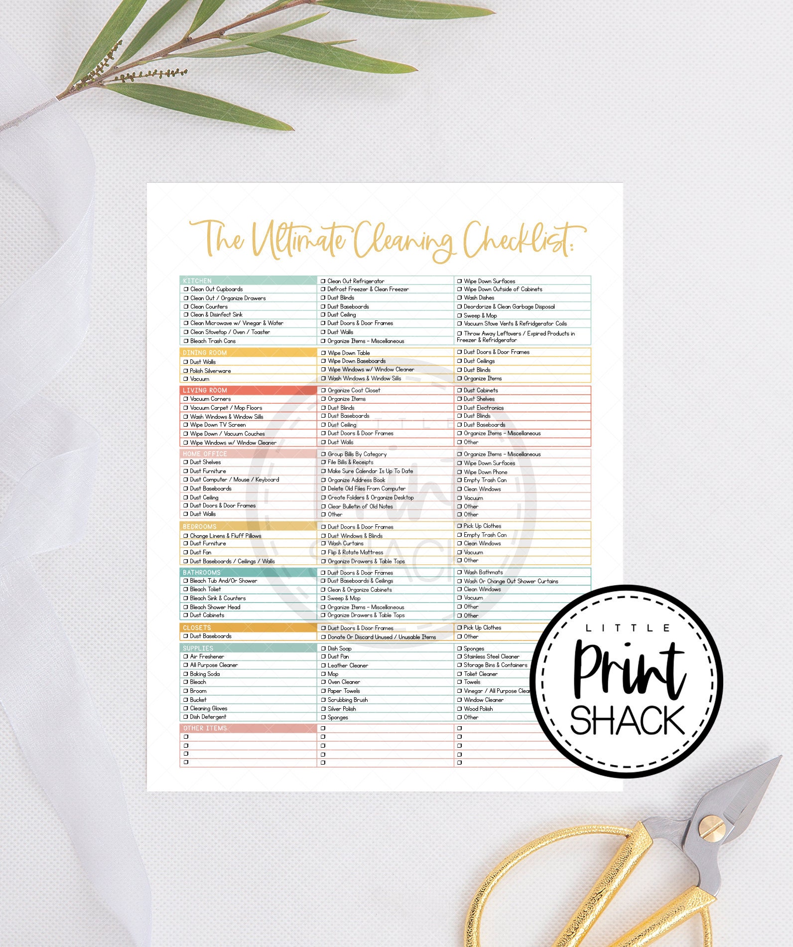 Boho Themed House Cleaning Checklist Cleaning Checklist Instant ...