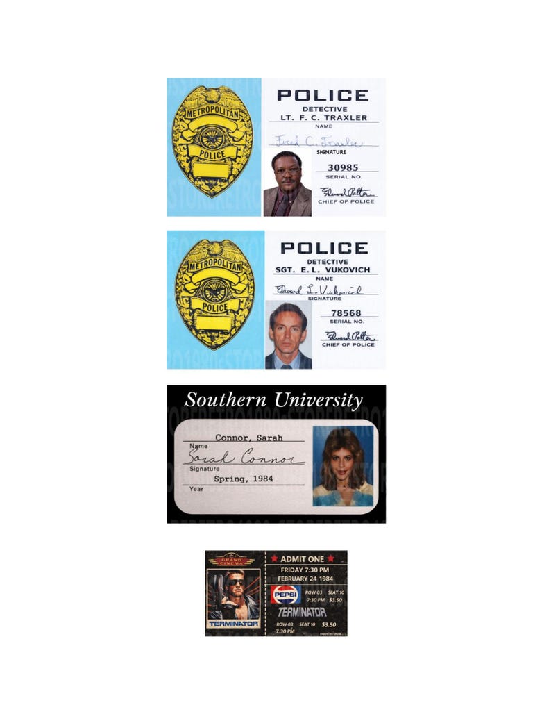 The Terminator (1984) – Digital ID & Ephemera Set | Fan-made Printable ...