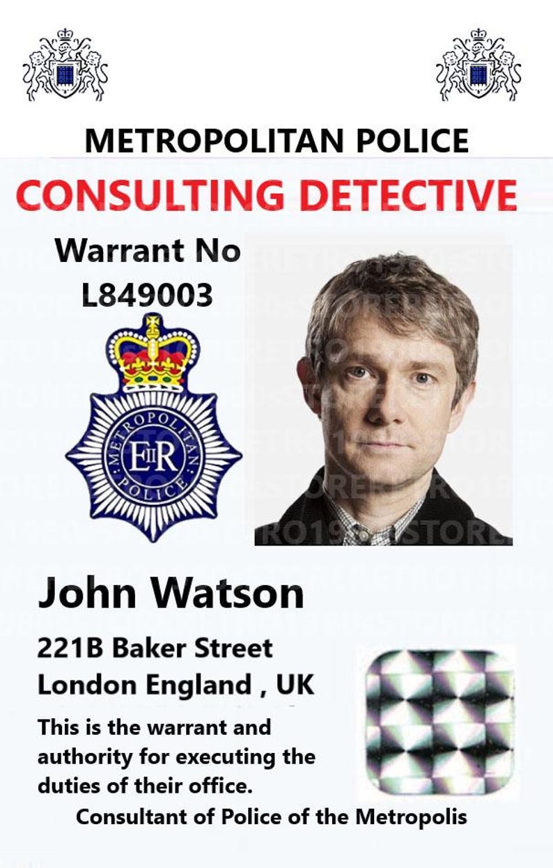 Digital Download – Consulting Detective ID Card Templates (front & Back ...